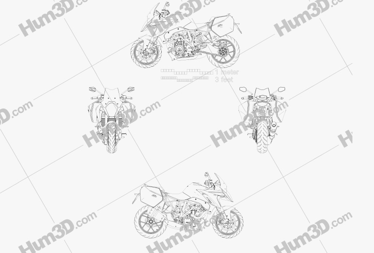 KTM 1290 Super Duke GT 2016 Blueprint - 3DModels.org