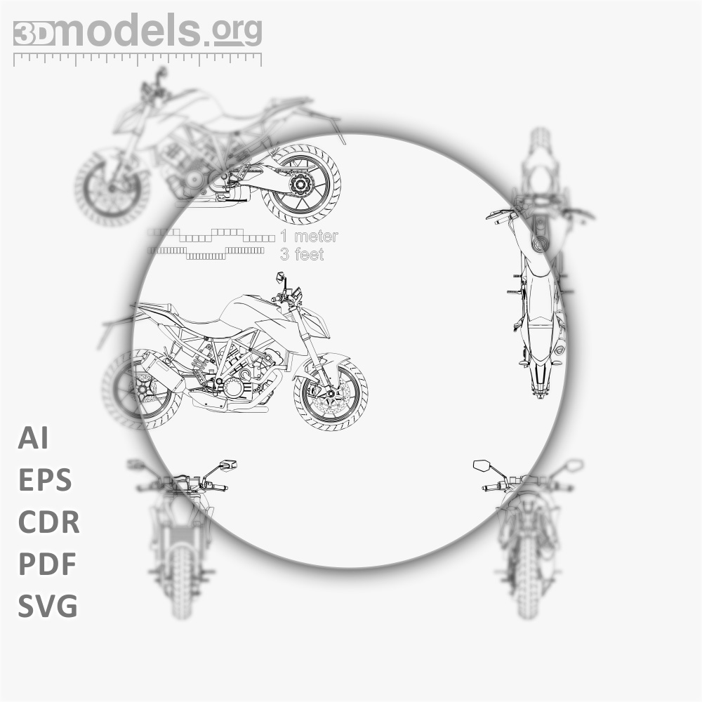 KTM 1290 Super Duke R 2015 Vector Blueprint - 3DModels.org