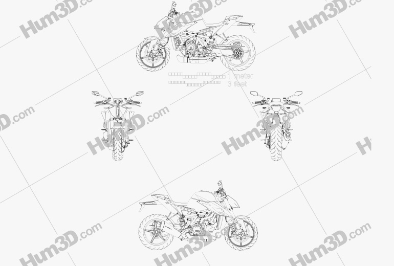 KTM 1290 Super Duke R 2020 Blueprint - 3DModels.org