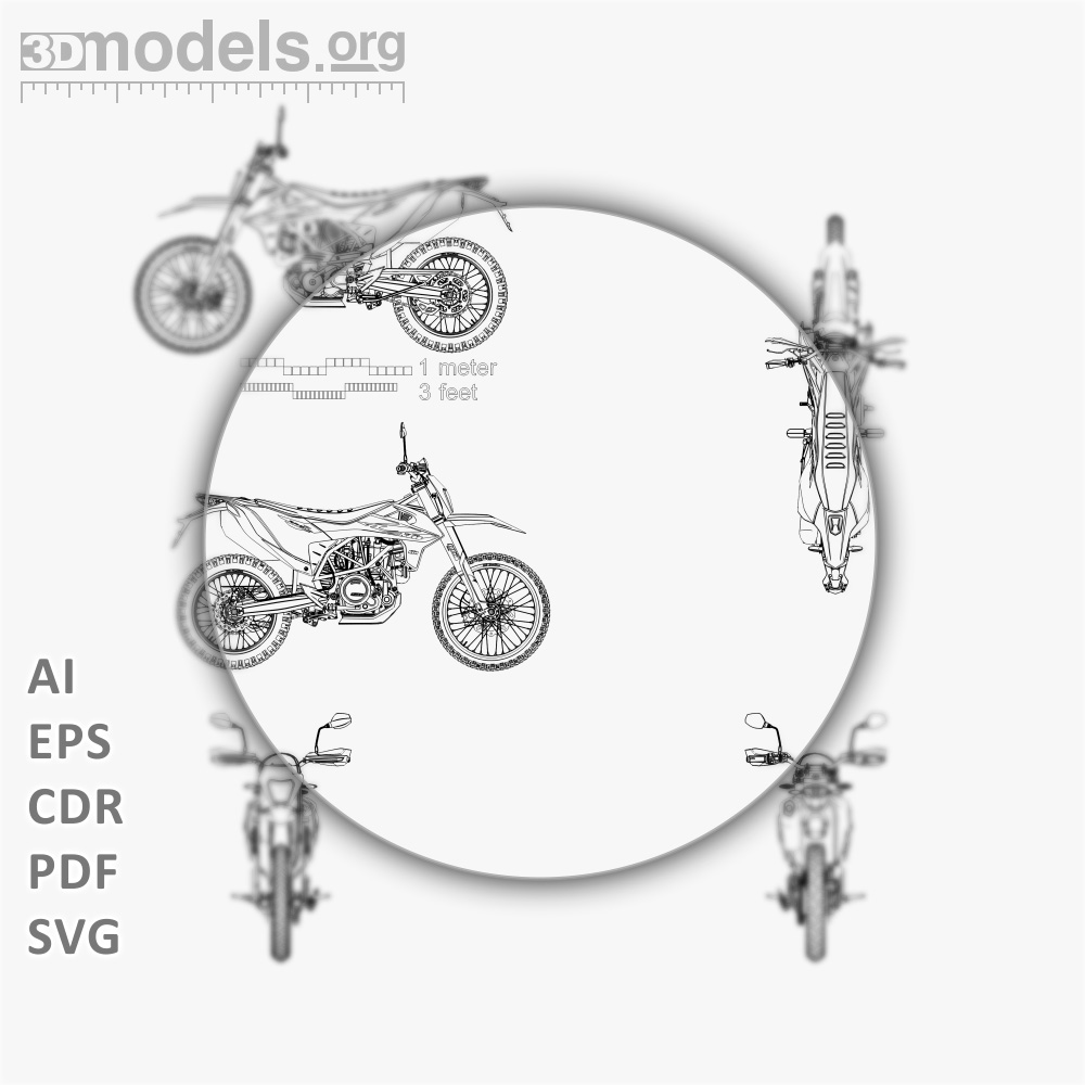 KTM 690 Enduro R 2020 Vector Blueprint - 3DModels.org