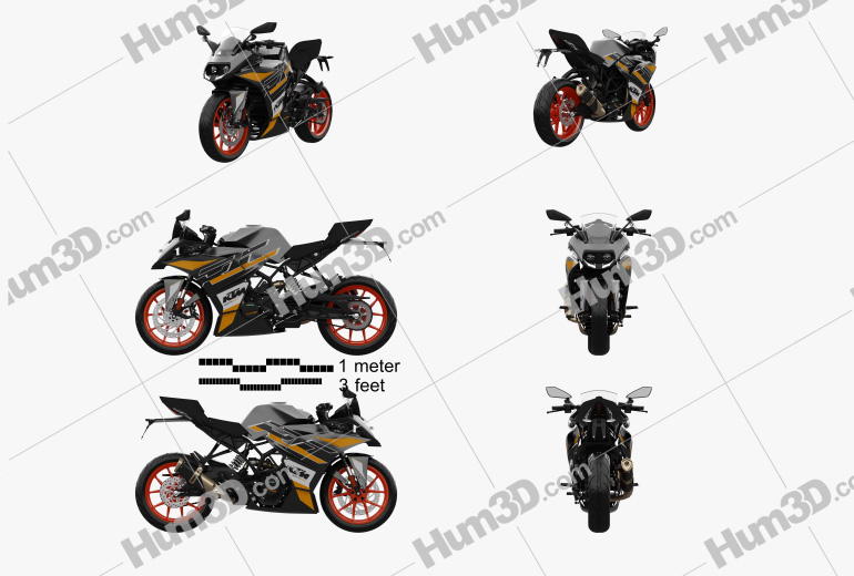 KTM RC 125 2020 Blueprint Template - 3DModels.org