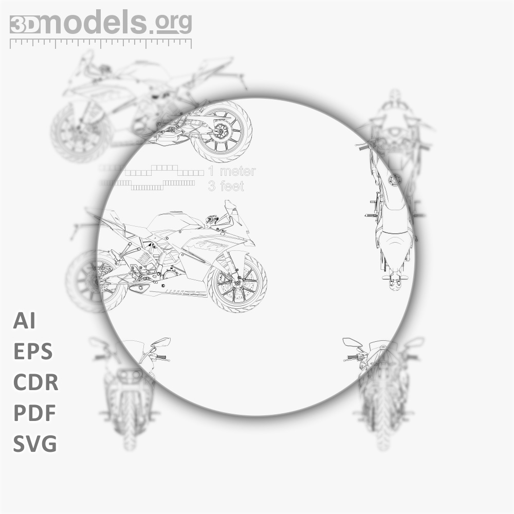 KTM RC 200 2014 Vector Blueprint - 3DModels.org