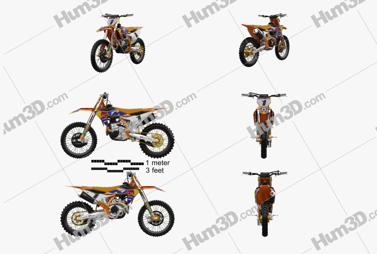 KTM 450 SX-F Factory Edition 2022 Blueprint Template - 3DModels.org