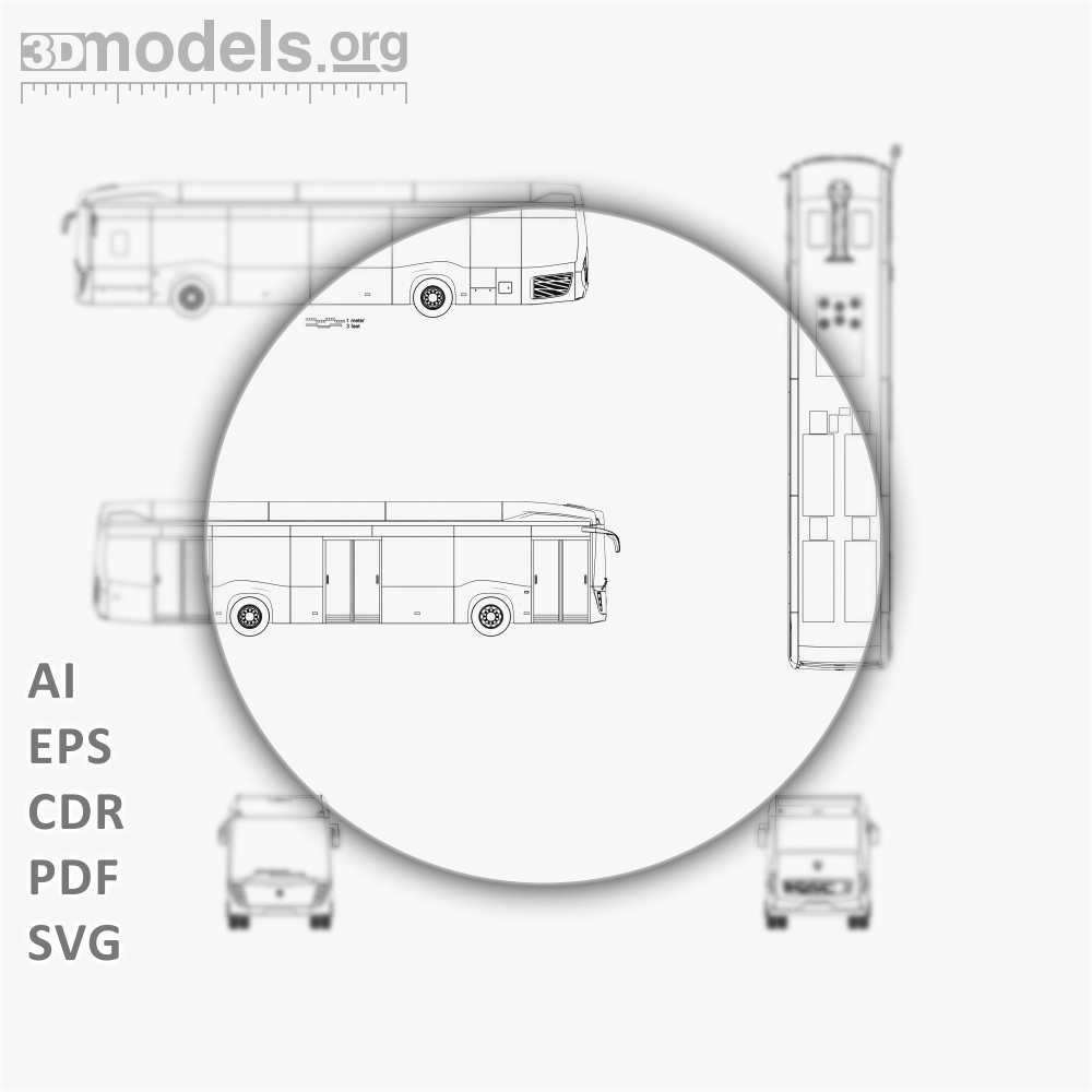 KamAZ 6282 bus 2018 Vector Blueprint - 3DModels.org