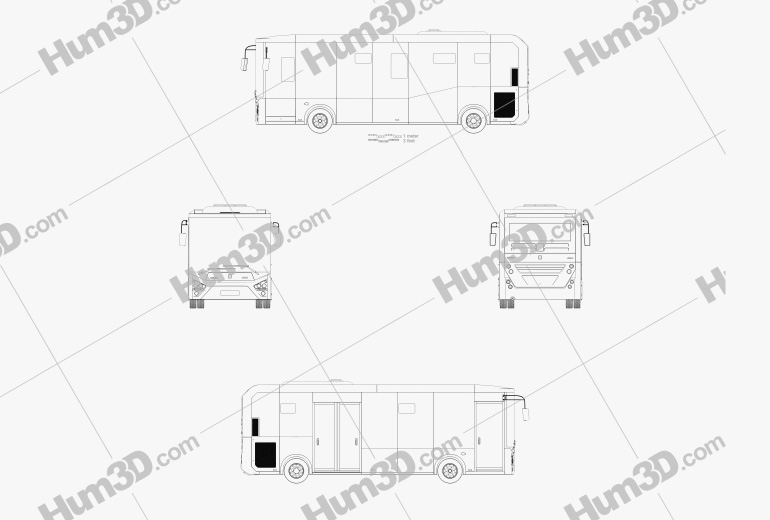 Karsan Atak bus 2014 Blueprint - 3DModels.org