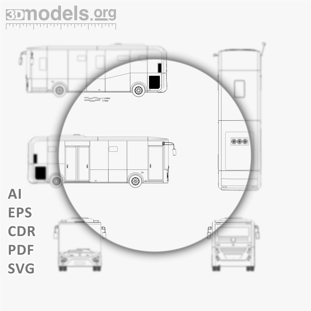 Karsan Atak Otobüs 2014 Vektör Teknik Çizim - 3DModels.org