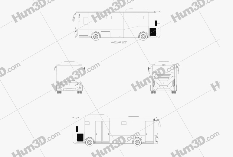 Karsan Atak Autobus 2019 Blueprint - 3DModels.org
