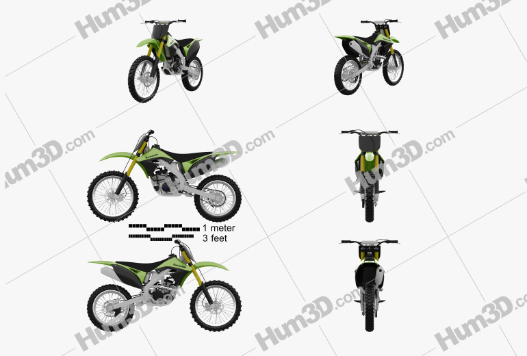 Kawasaki KX250F 2012 Blueprint Template - 3DModels.org