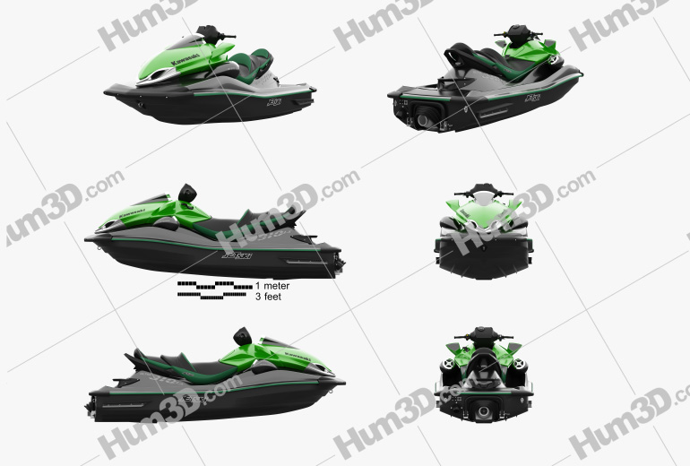 Kawasaki Ultra 310 LX 2014 Blueprint Template - 3DModels.org