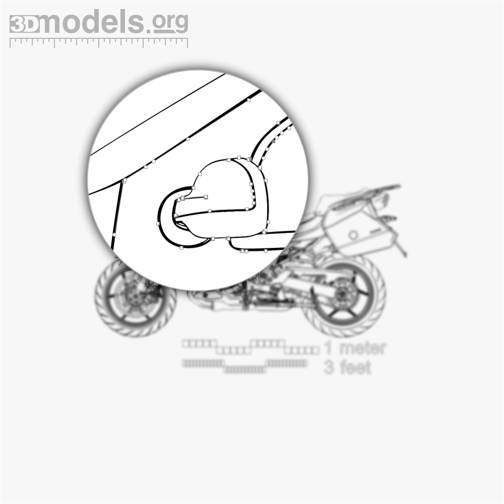 Kawasaki Versys 1000 SE LTplus 2019 Vector Blueprint - 3DModels.org