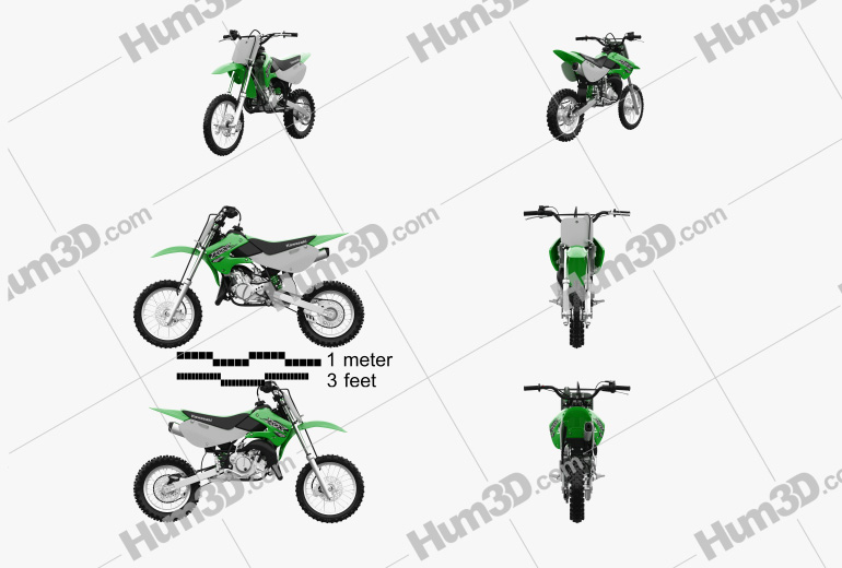 Kawasaki KX65 2020 Blueprint Template - 3DModels.org