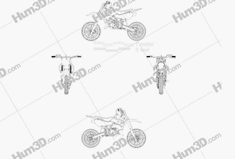 Kawasaki KX65 2020 蓝图 - 3DModels.org