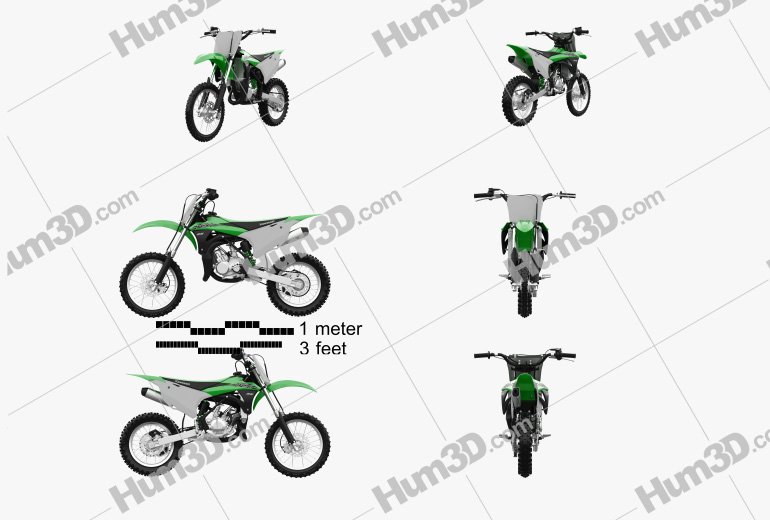Kawasaki KX85 2020 Blueprint Template - 3DModels.org