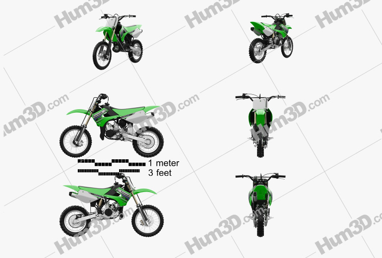 Kawasaki KX85 1998 Blueprint Template - 3DModels.org