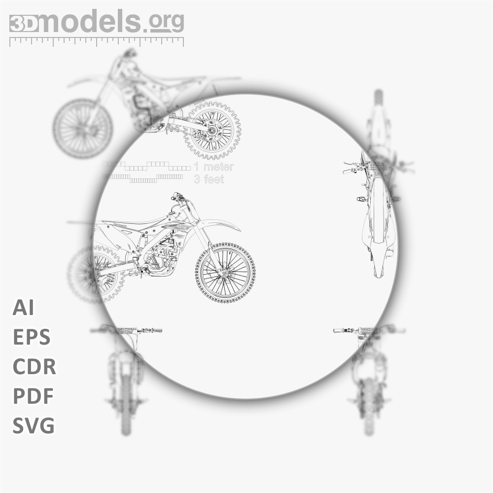 Kawasaki KX250F 2016 Vector Blueprint - 3DModels.org