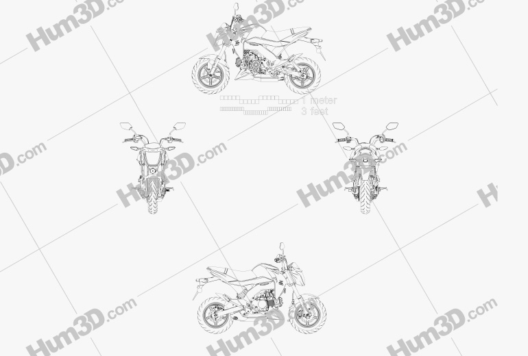 Kawasaki Z125 Pro 2021 Blueprint - 3DModels.org