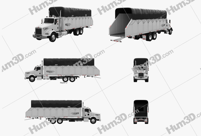 Kenworth T800 Cotton Truck 2016 Blueprint Template - 3DModels.org