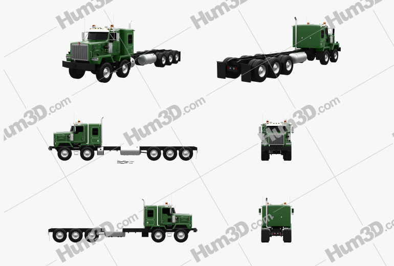 Kenworth C500 Chassis Truck 5axle 2008 Blueprint Template - 3DModels.org