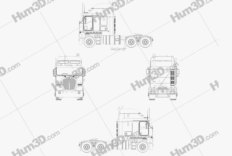 Kenworth K200 牵引车 2015 蓝图 - 3DModels.org