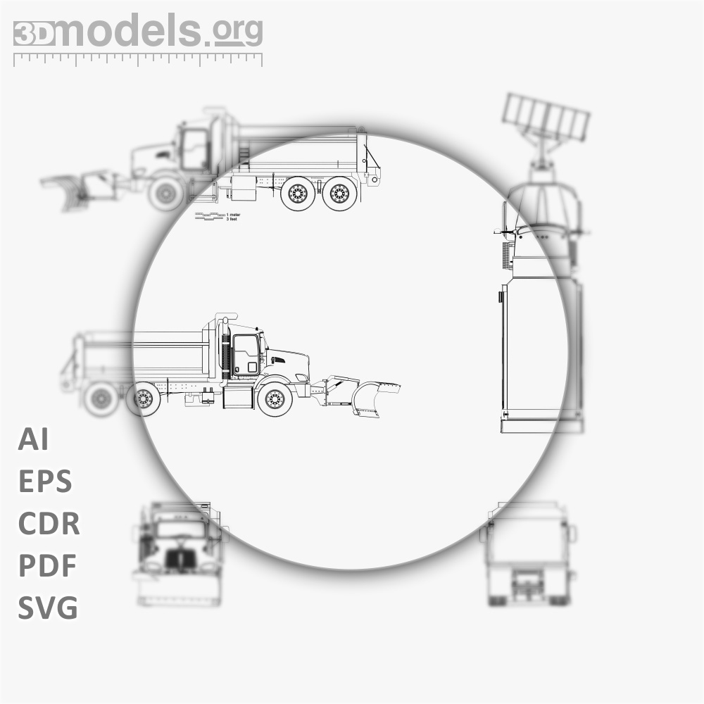Kenworth T470 Road Cleaner Truck 3-axle 2016 Vector Blueprint ...