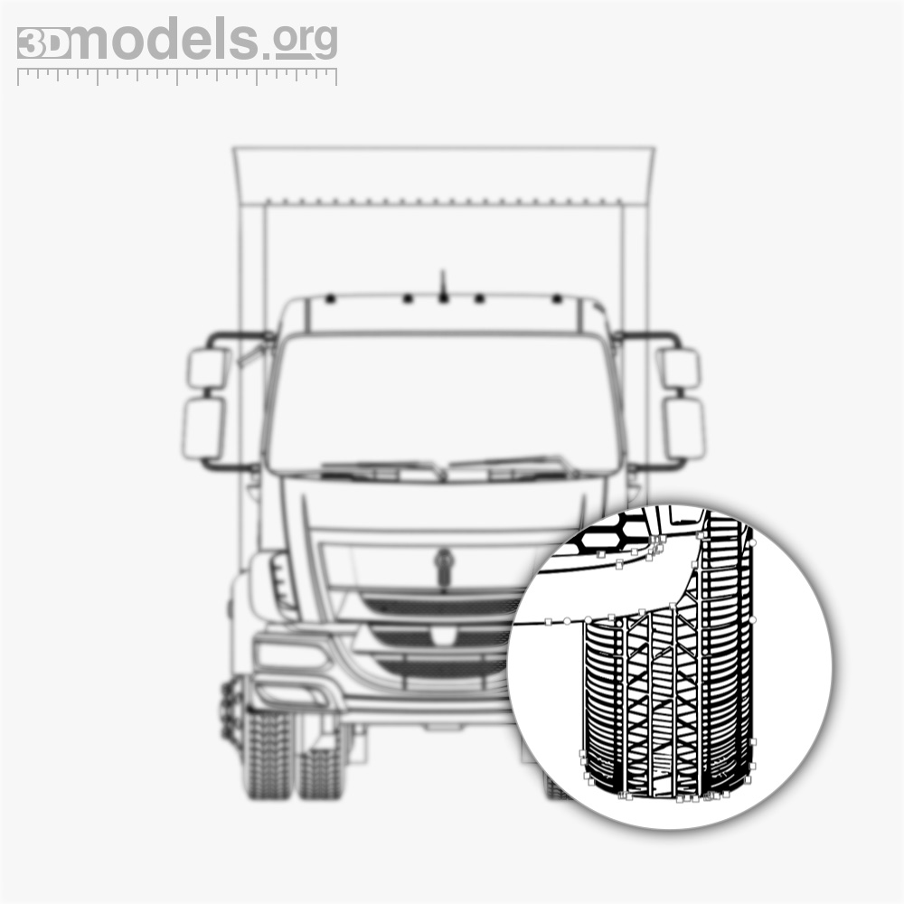 Kenworth K370 Box Truck 2019 Vector Blueprint - 3DModels.org