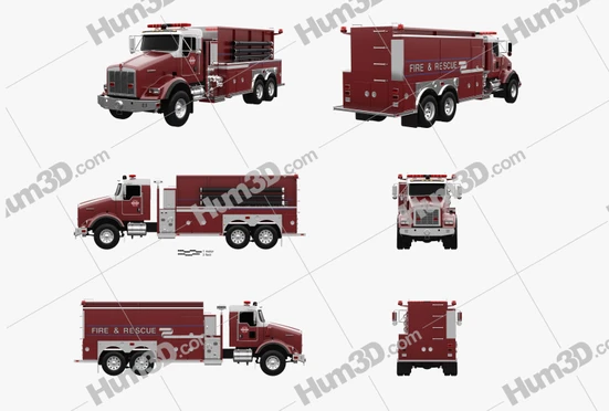 Kenworth T800 blueprints Download in PNG - 3DModels.org