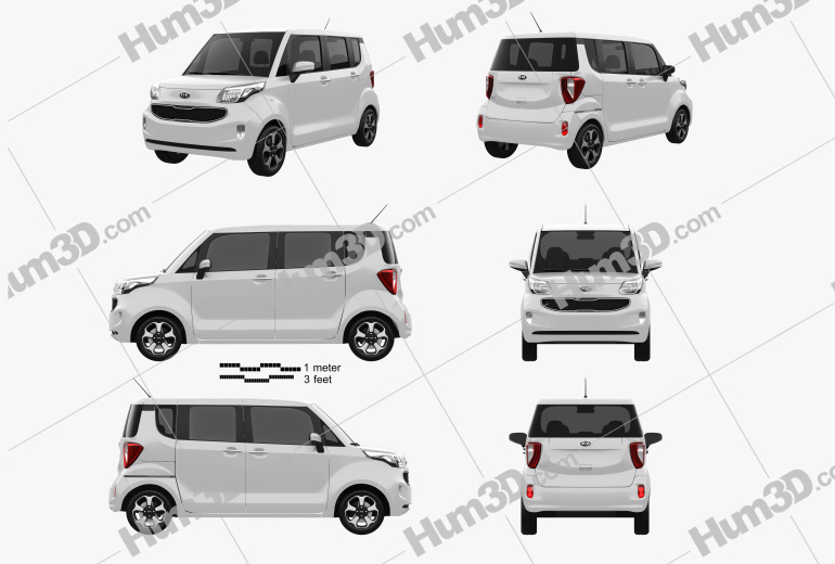 Kia Ray 2016 Blueprint Template - 3DModels.org