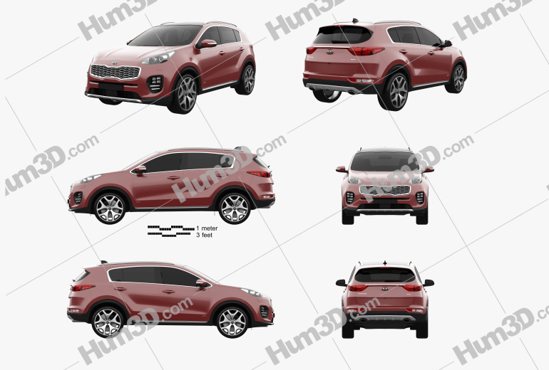 Kia Sportage GT-Line 2019 Blueprint Template - 3DModels.org