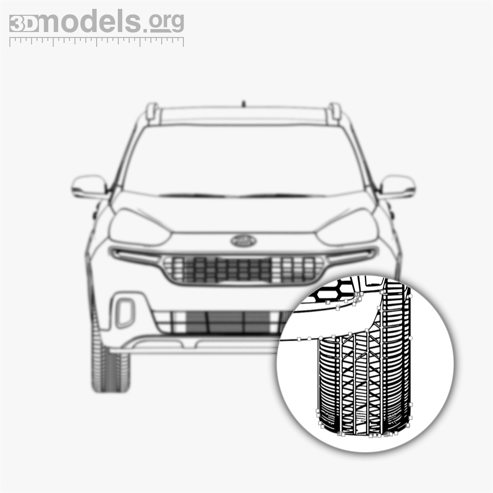 Kia KX3 2019 Vector Blueprint - 3DModels.org