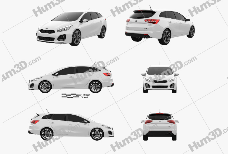 Kia Ceed SW GT Line 2018 Blueprint Template - 3DModels.org