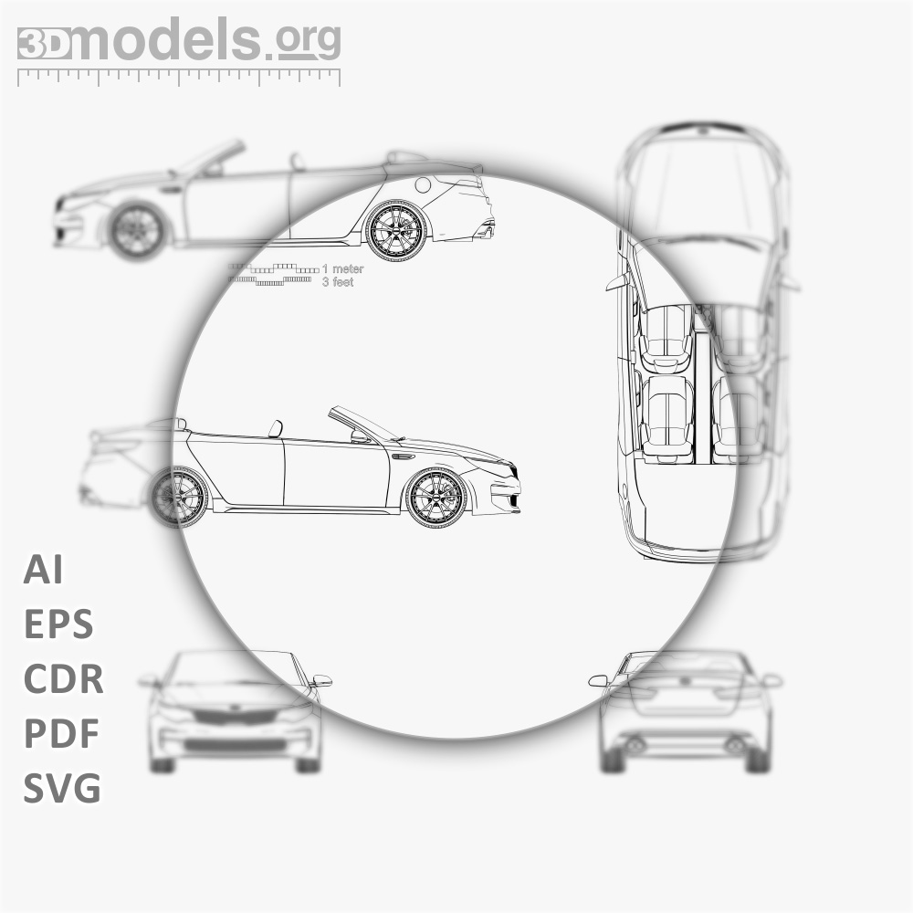 Kia Optima Roadster A1A 2015 Vector Blueprint - 3DModels.org