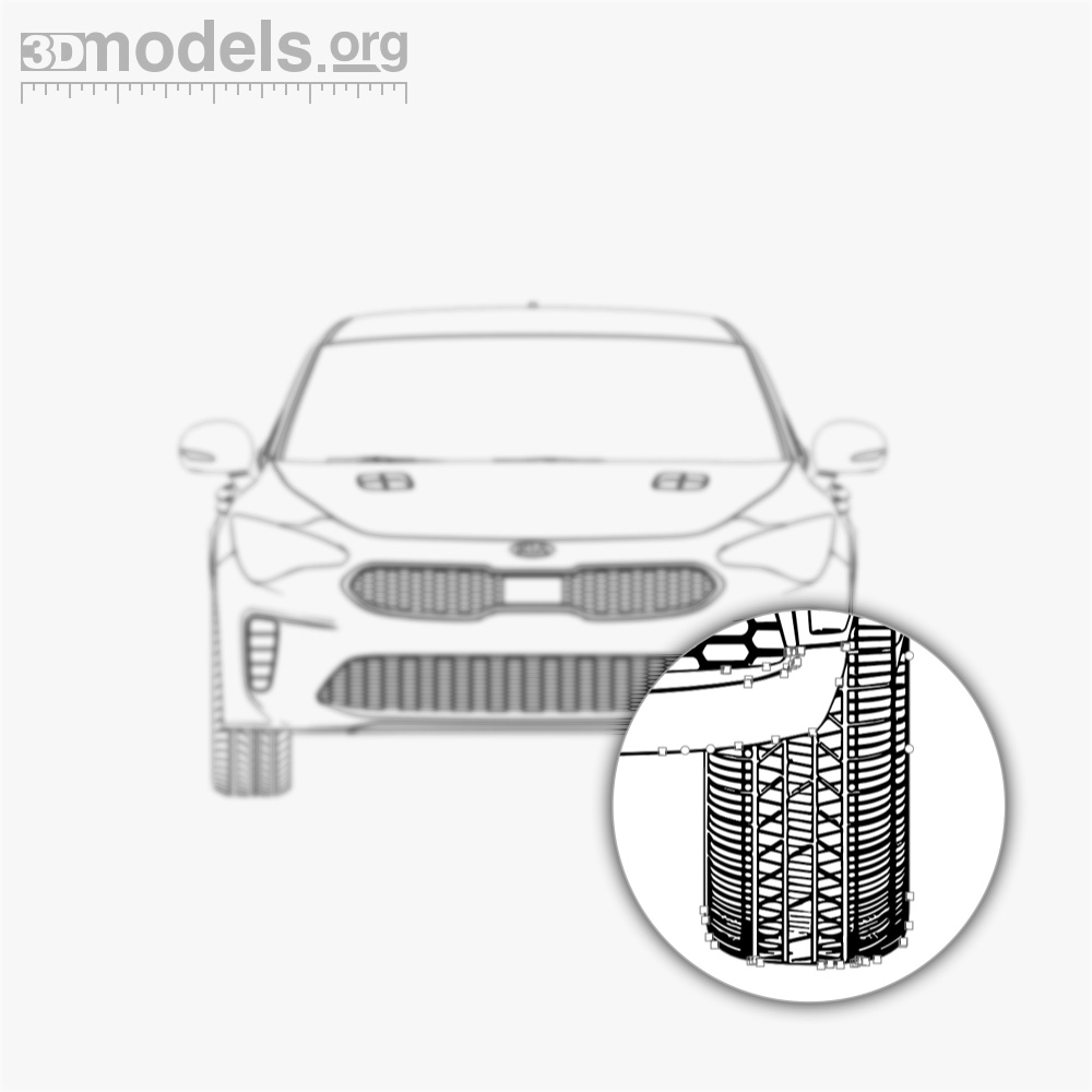 Kia Stinger 200S 2023 Vector Blueprint - 3DModels.org