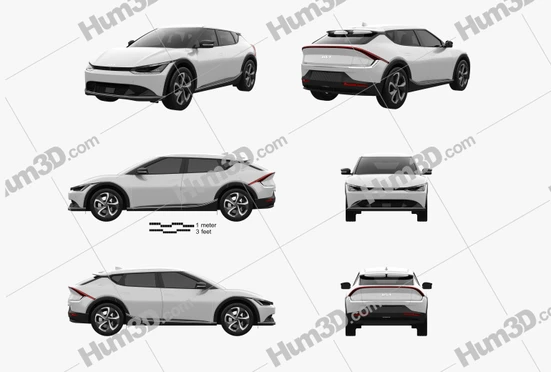 Kia EV6 blueprints Download in PNG - 3DModels.org
