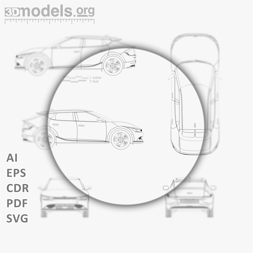 Kia EV6 2024 Vector Blueprint - 3DModels.org