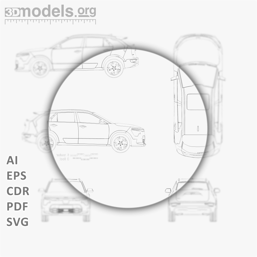 Kia Niro EV 2025 Vector Blueprint - 3DModels.org