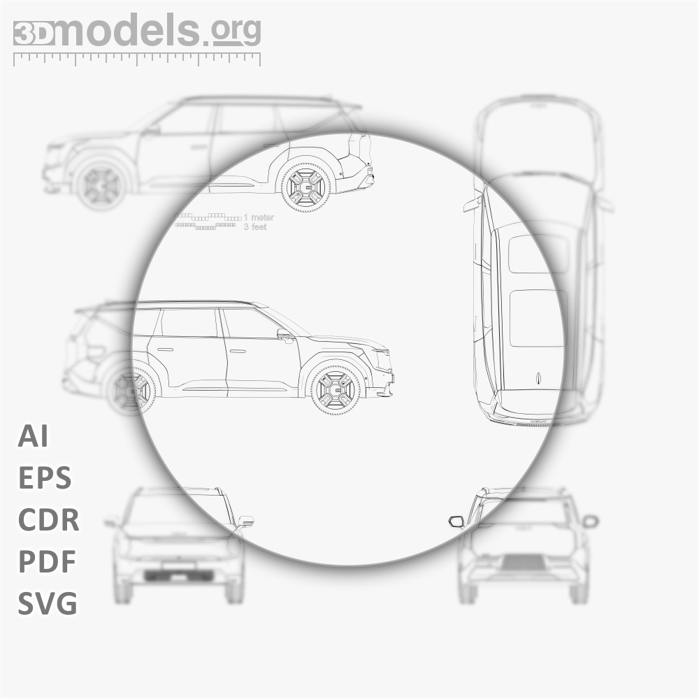 Kia EV9 2025 Vector Blueprint - 3DModels.org