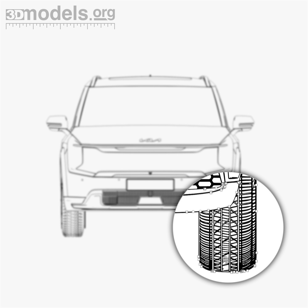 Kia EV9 2025 Vector Blueprint - 3DModels.org
