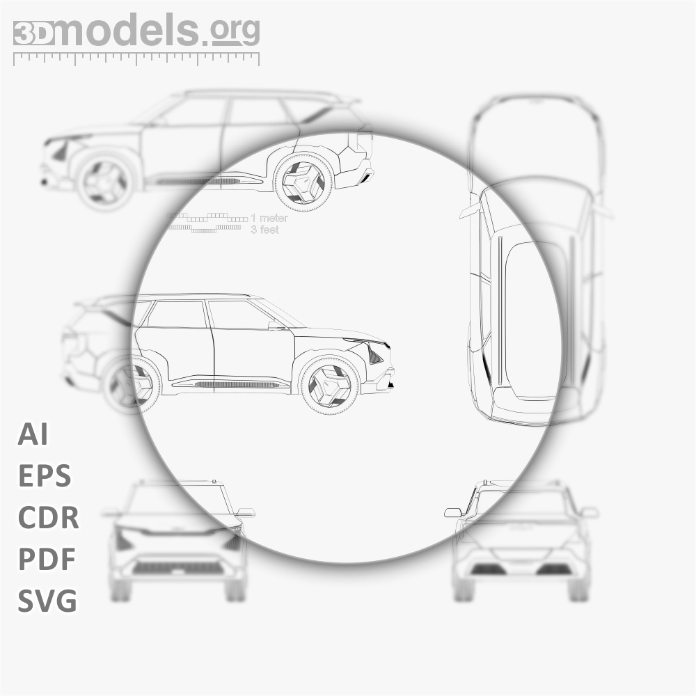 Kia EV5 concept 2025 Vector Blueprint - 3DModels.org