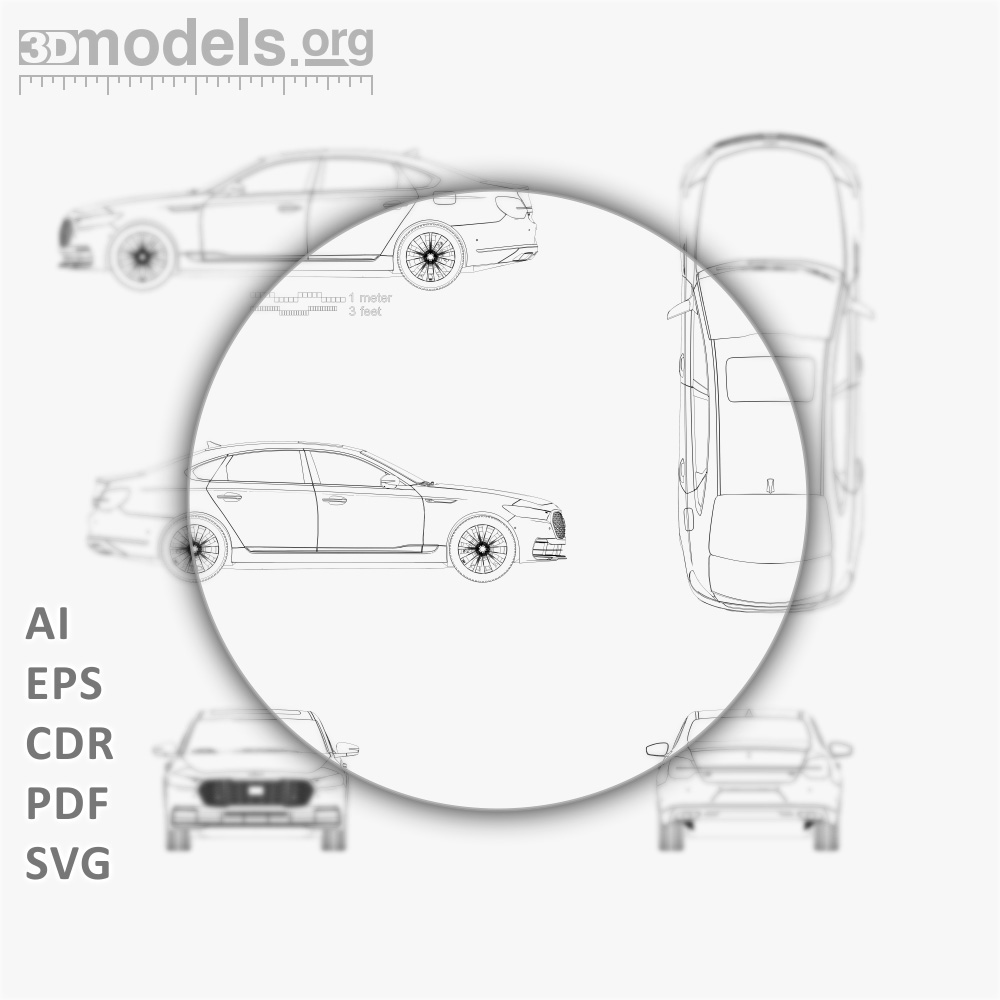 Kia K9 2024 Vector Blueprint - 3DModels.org