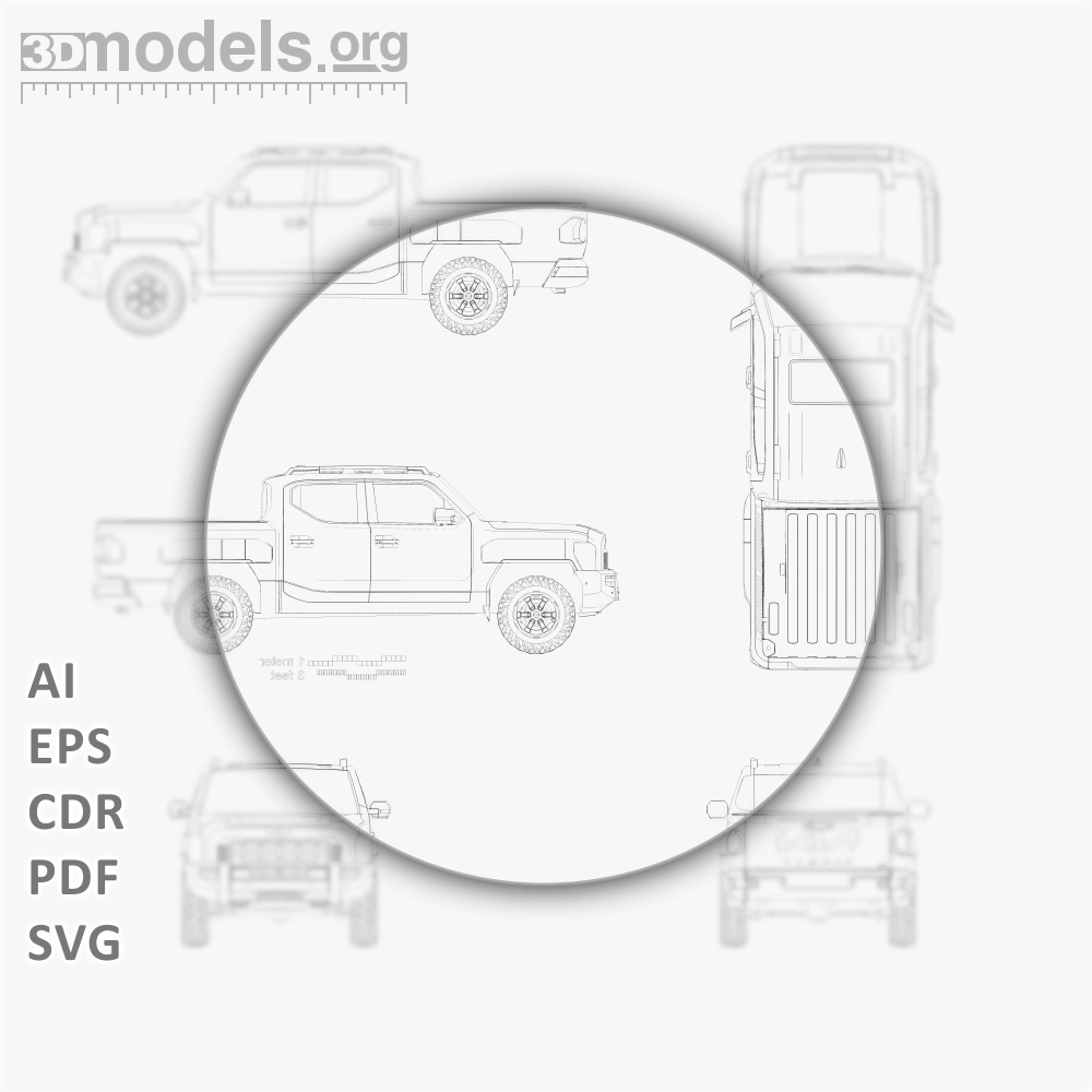 Kia Tasman Double Cab X-Pro 2025 Vector Blueprint - 3DModels.org