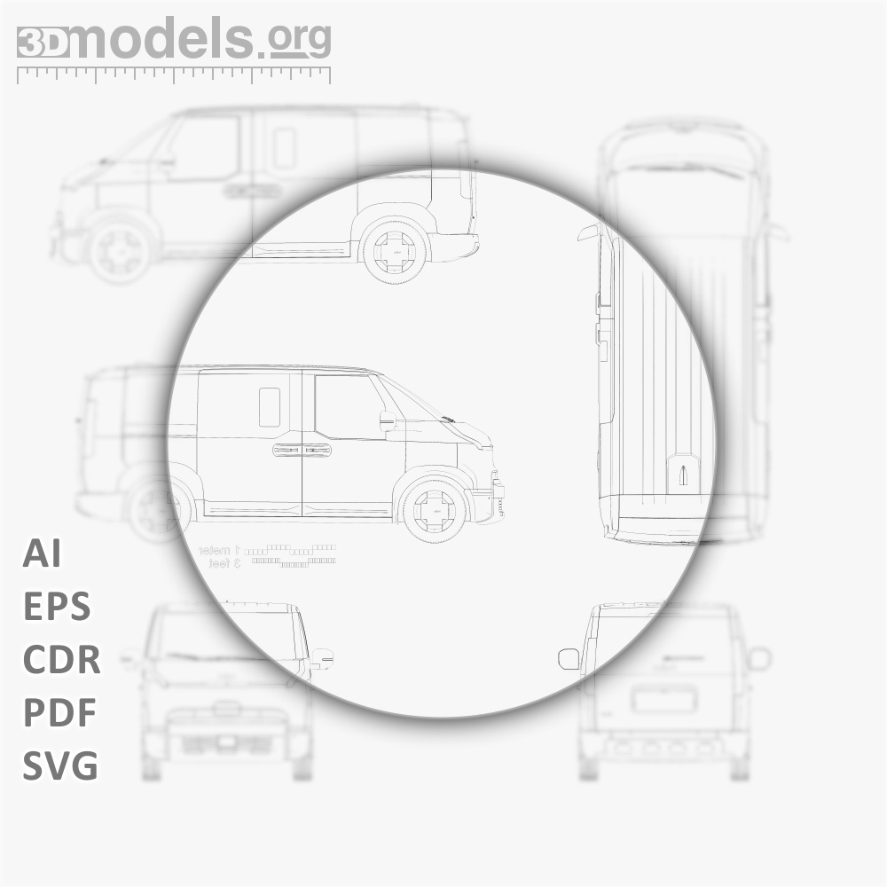 Kia PV5 Passenger Van 2025 Vector Blueprint - 3DModels.org