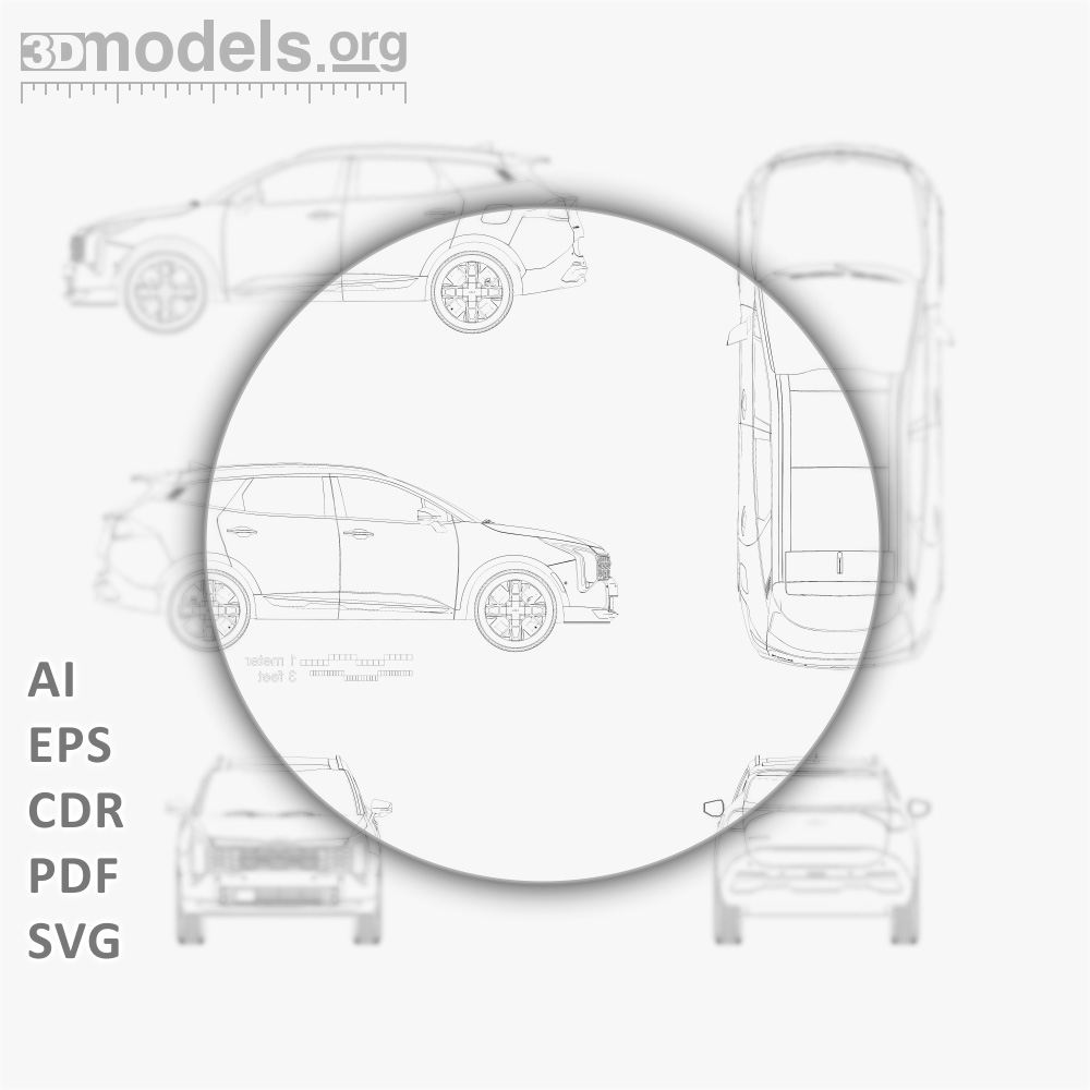 Kia Sportage NQ5 HEV 2025 Vector Blueprint - 3DModels.org