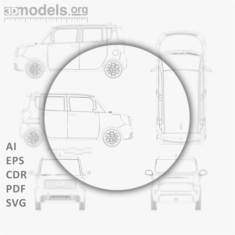 Kia Ray 2026 Vector Blueprint - 3DModels.org