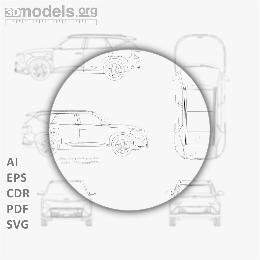 Kia EV5 GT-line 2025 Vector Blueprint - 3DModels.org