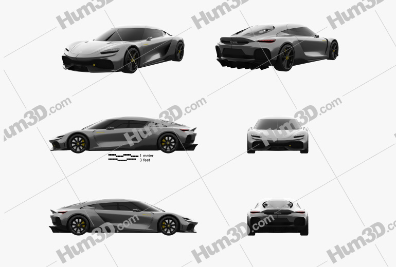 Koenigsegg Gemera 2022 Blueprint Template - 3DModels.org