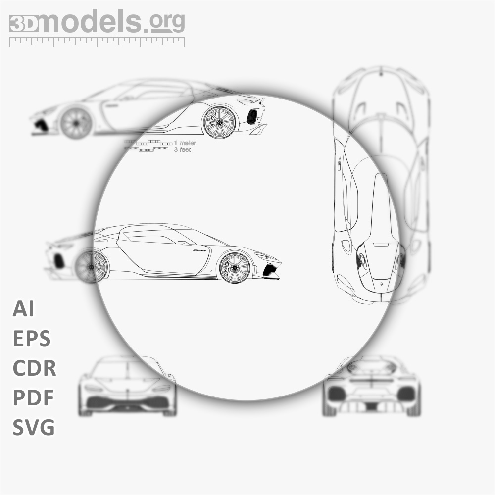 Koenigsegg Gemera 2023 Vector Blueprint - 3DModels.org