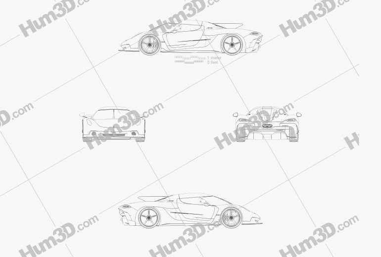 Koenigsegg Jesko Absolut 2022 Blueprint - 3DModels.org