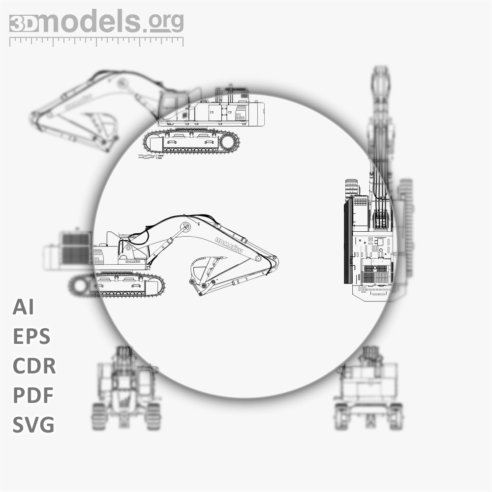 Komatsu PC850 Excavator 2015 Vector Blueprint - 3DModels.org