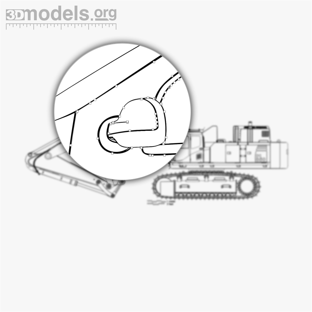 Komatsu PC850 Excavator 2015 Vector Blueprint - 3DModels.org