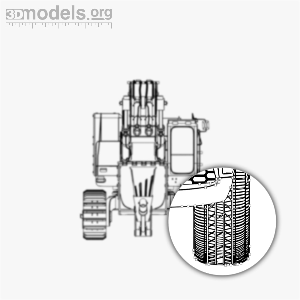 Komatsu PC850 Excavator 2015 Vector Blueprint - 3DModels.org